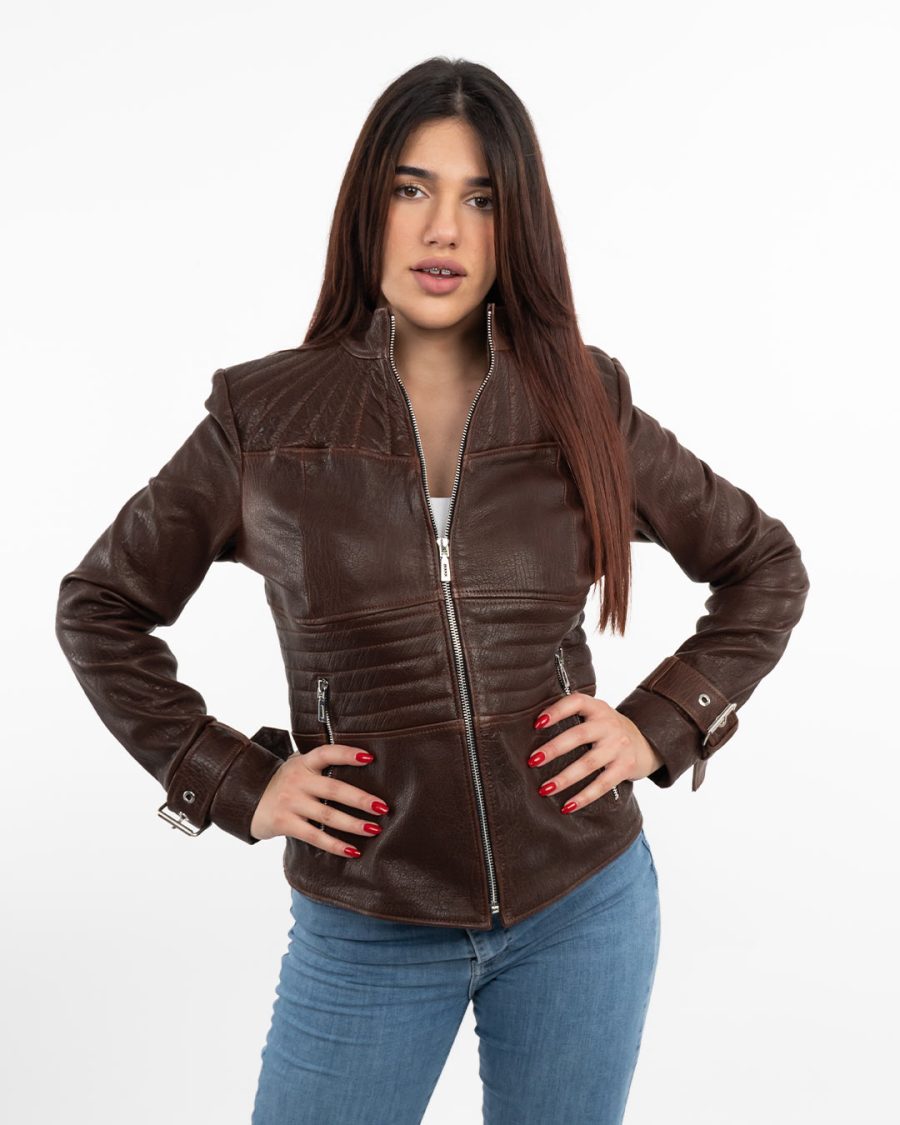 Ženska kožna jakna – Mario Zenetti-Alba – Krispi – Braon