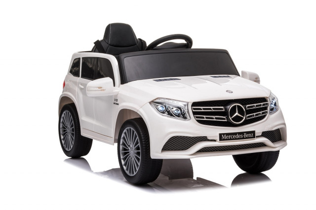 Mercedes Džip GL63 Licencirani dečiji automobil na akumulator sa kožnim sedištem i mekim gumama - Beli