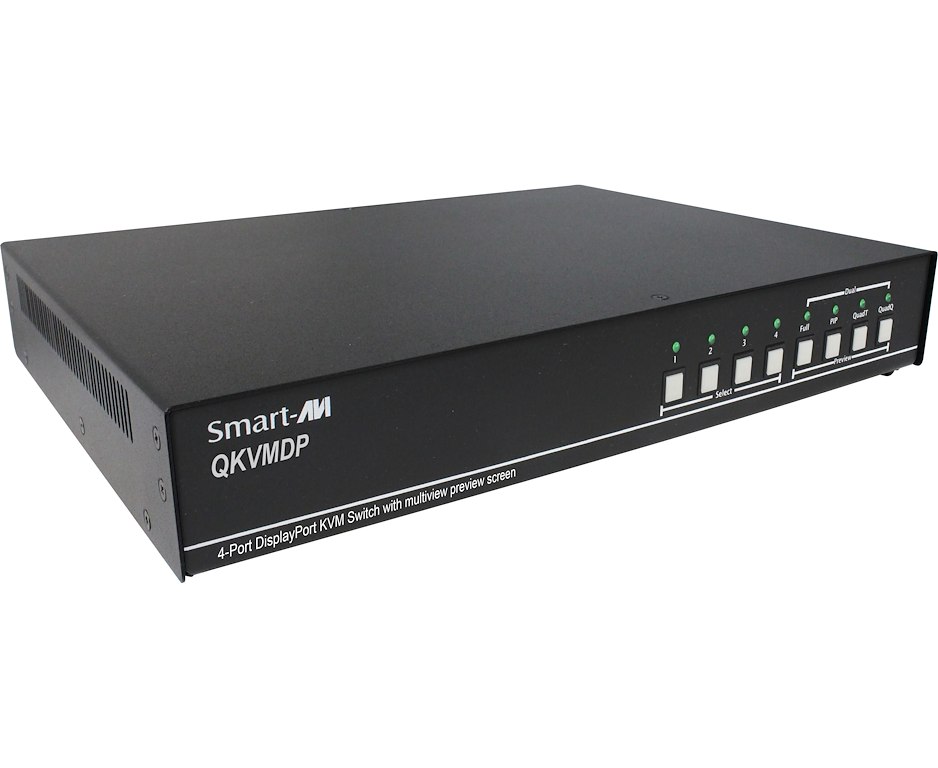 SmartAVI 4-Port DP, USB 2.0 KVM Switch with Multiview Preview Screen and Audio Support