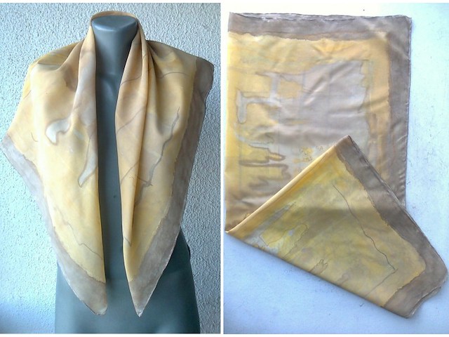marama svilena staro zlato i drap 90x88 cm