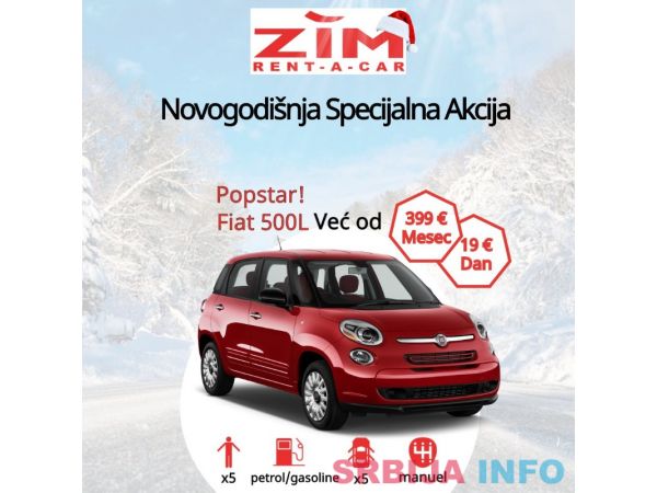 Novogodišnja ponuda: Fabia / Corsa 17.00€, Fiat 500L 19.00€,