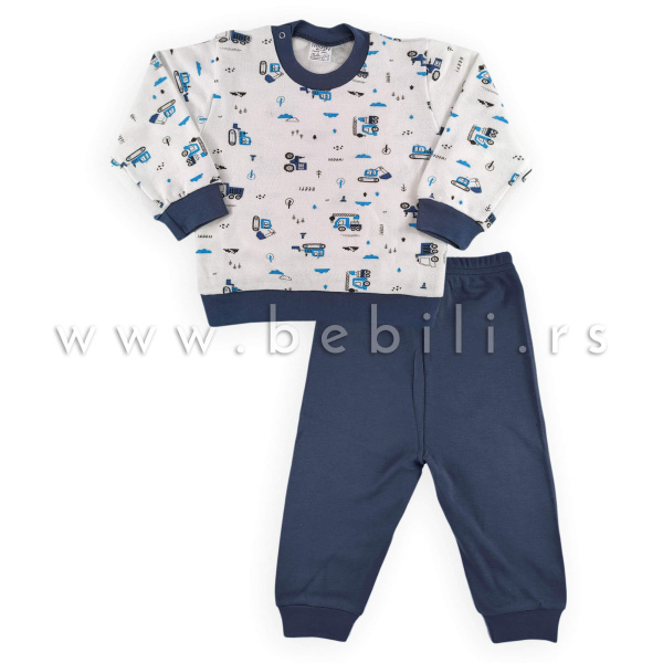 Ready Pamučna pidžama za bebe klasik teget