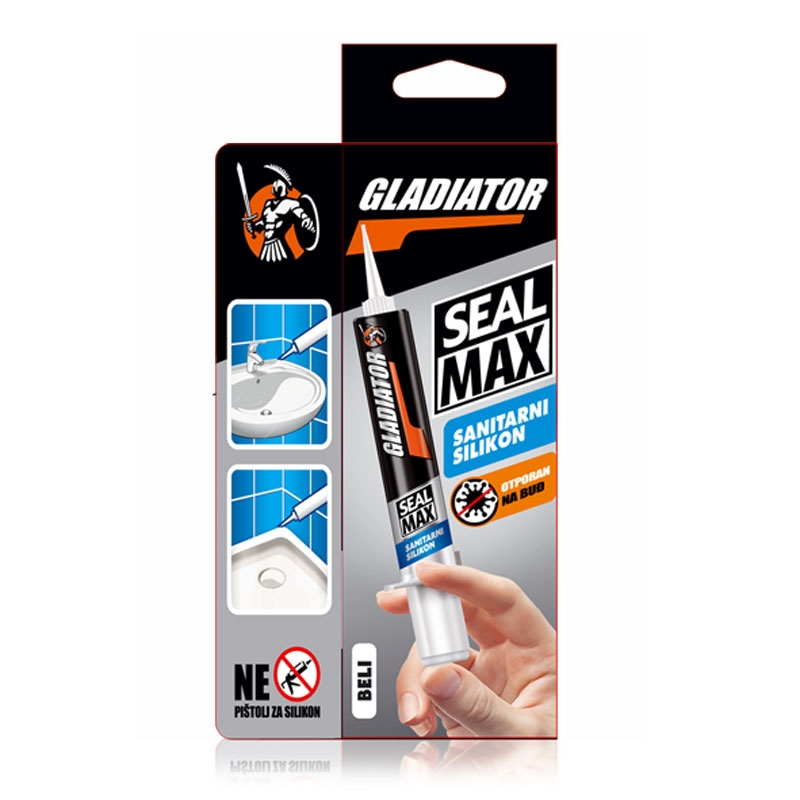 Gladiator Seal Max Sanitarni silikon, beli i providni, 60g