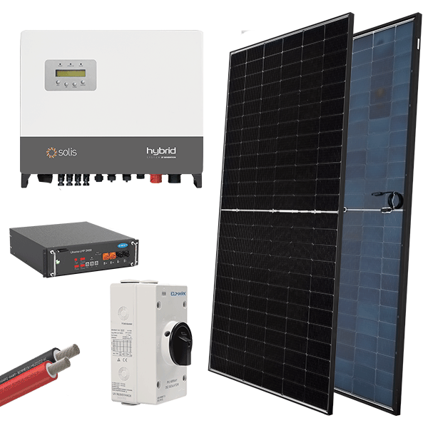 HYBR. SOLAR SYSTEM 3P/6kW 580W PANELS WITH BATT.