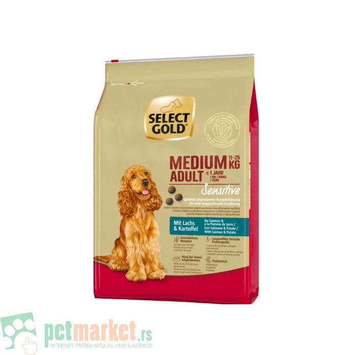 Select Gold: Hrana za odrasle pse srednjih rasa Sensitive Medium Adult Losos, 4 kg