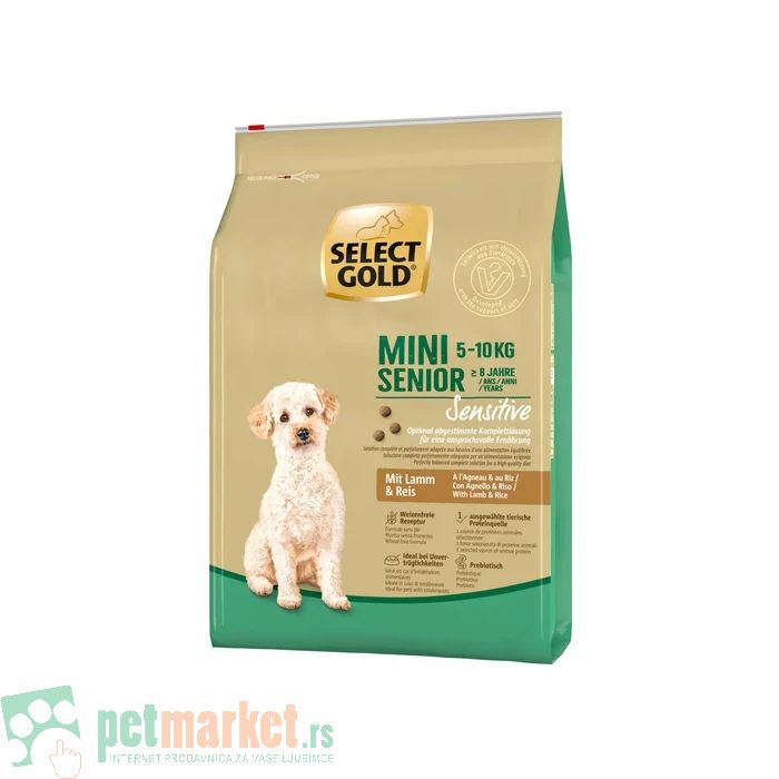 Select Gold: Hrana za starije pse malih rasa Sensitive Mini Senior Jagnjetina, 4 kg