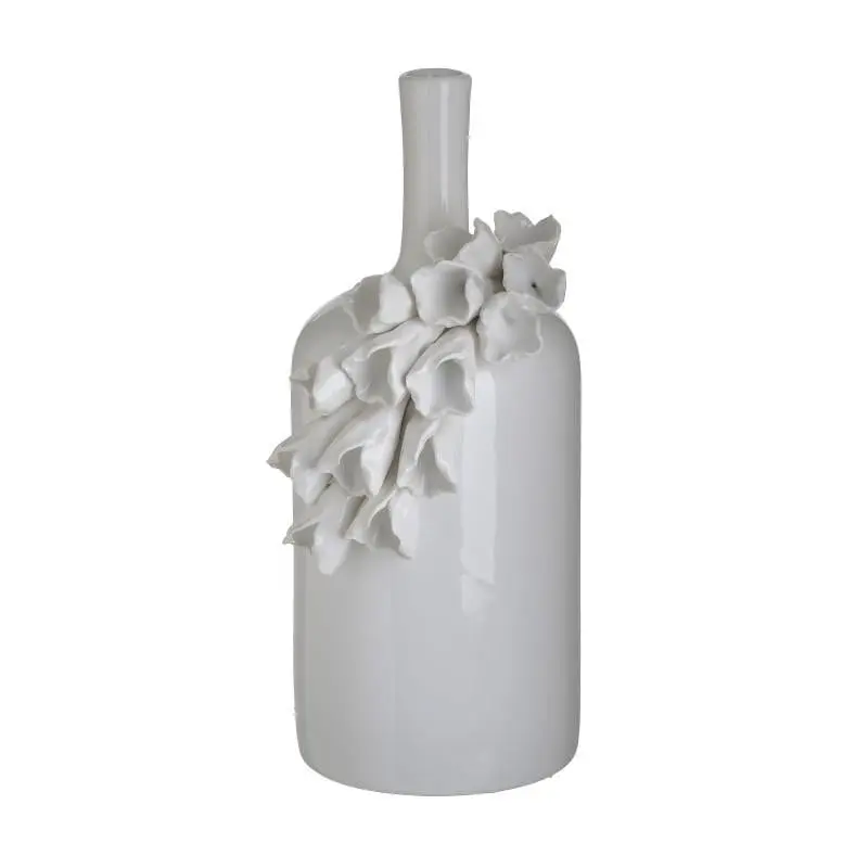 DIKER HOME Keramička vaza sa lalama 14x13x27 cm bela
