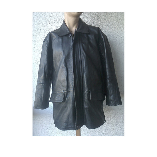 crna kožna zimska jakna br XL