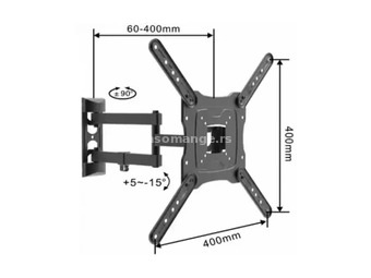 Nosač za TV Linkom 17-55/max vesa 400x400/30kg/zglobni