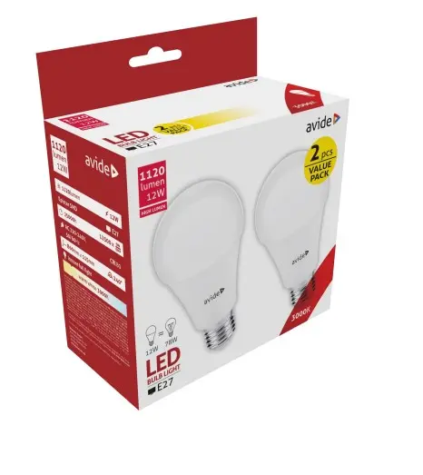 AVIDE Set sijalica LED SET E27 3K 12W 2/1 bele