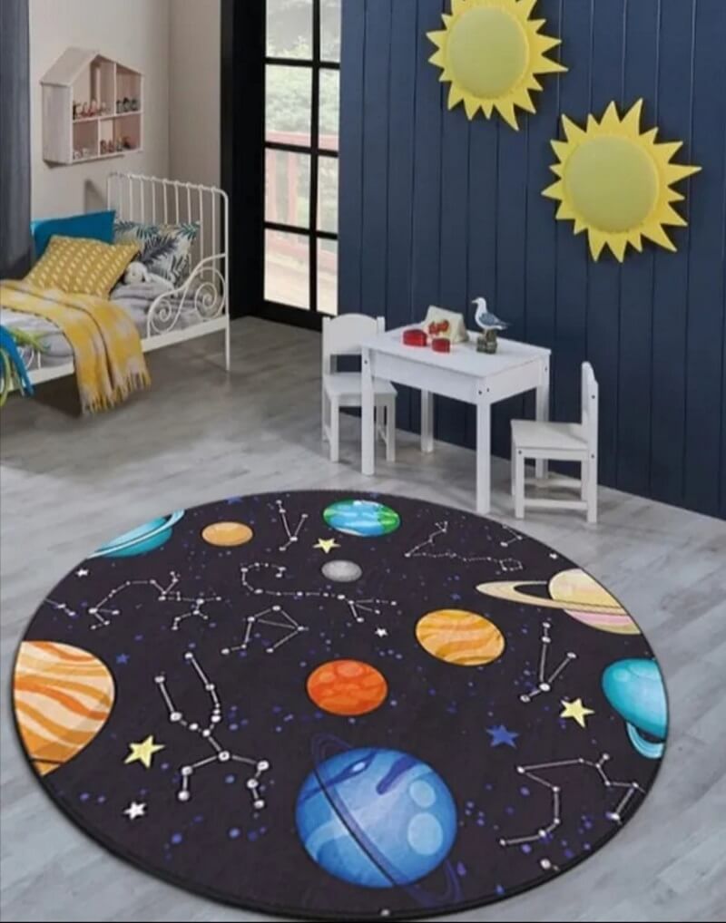 Okrugli tepih za decu 120x120cm sa gumenom podlogom – Cosmos, TG-070