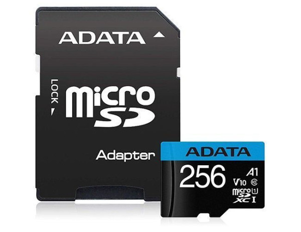 MICRO SD.256GB AData + SD adapter AUSDX256GUICL10A1-RA1