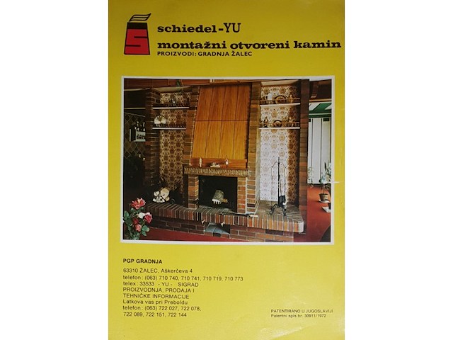 Brošura Montažni Otvoreni Kamin `SCHIEDEL` Jugoslavija