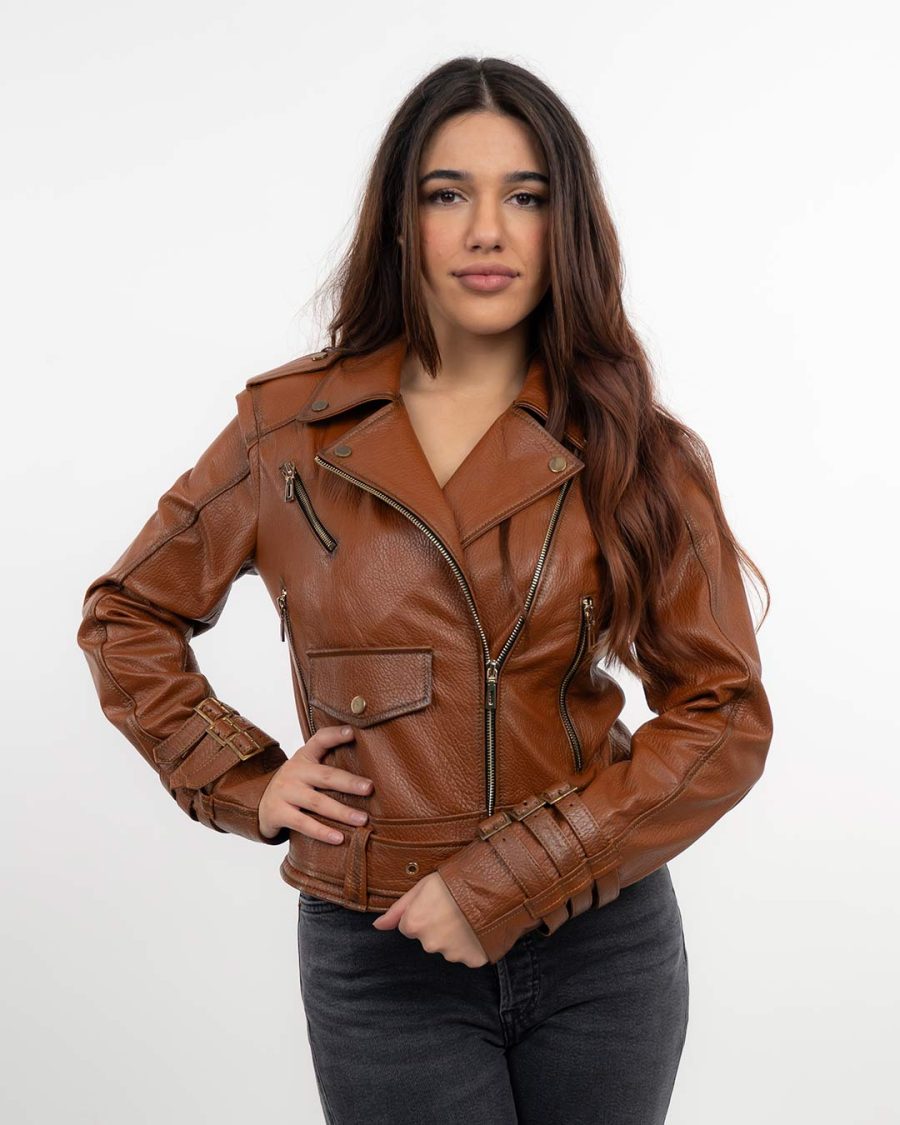 Ženska kožna jakna – Mario Zenetti-Amy – Krispi – Braon