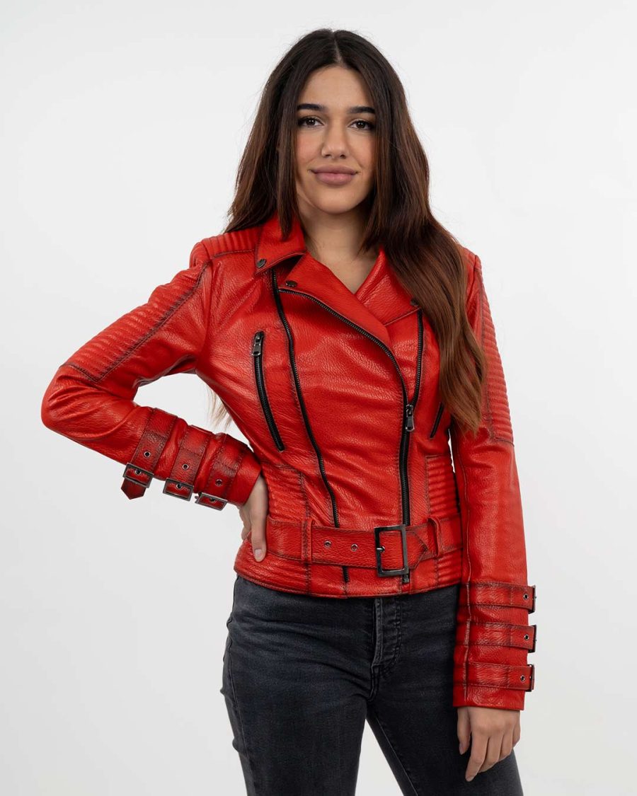 Ženska kožna jakna – Mario Zenetti-Erica – Krispi – Crvena