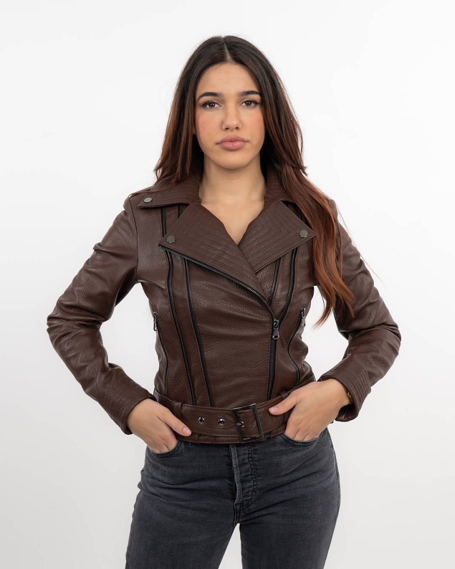 Ženska kožna jakna – Mario Zenetti-Lilian – Krispi – Tamno braon
