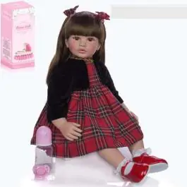 Lutka u kariranoj suknji 55 cm