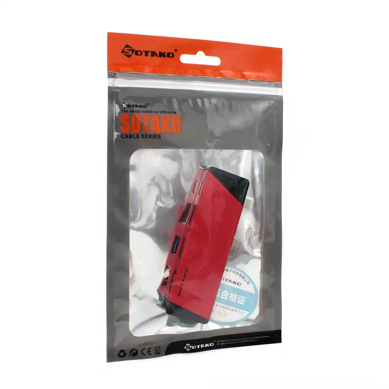 SOTAKO ST-C0402 Adapter Tip C na HDMI, 2xUSB 3.0 PD (Tip C), Crveni