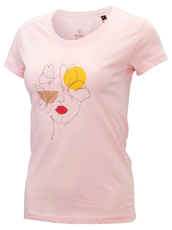 BRILLE Ženska majica kratkih rukava Face&Butterfly SD230935 roze
