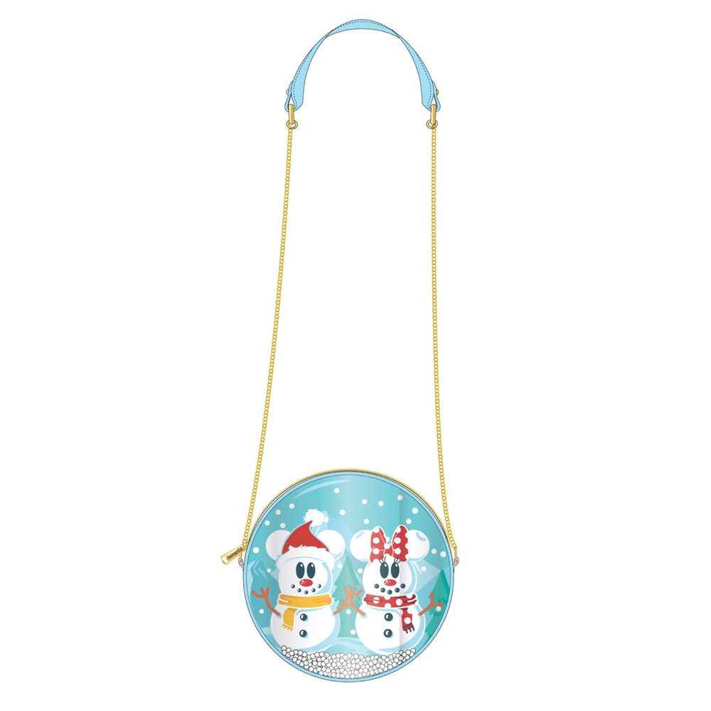 Disney Snowman Mickey Minnie Snow Globe Crossbody Bag