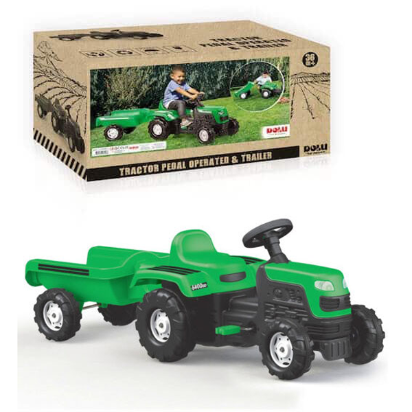 Dolu Dečiji Traktor na pedale sa prikolicom zeleni 082466