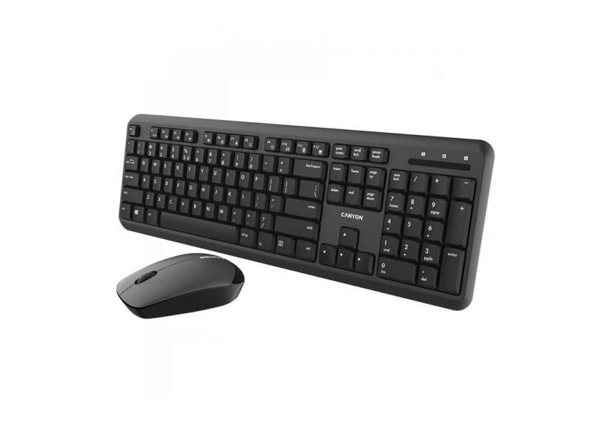 CANYON SET-W20, Wireless combo set,Wireless keyboard with Silent switches,105 keys,AD layout,optical 3D Wireless mice 100DPI, black