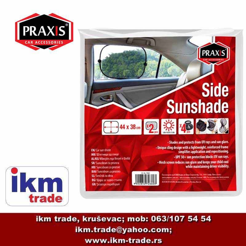 PRAXIS Bočni štitnik od sunca – crni 44X38cm – set 2 kom