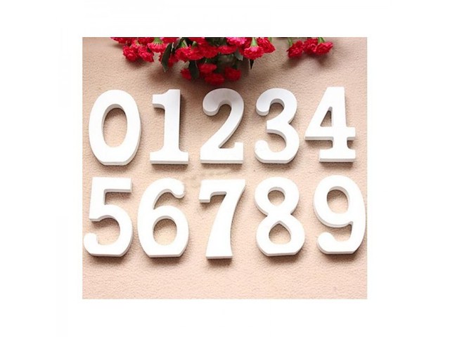 Drveni brojevi 11 cm,bele boje-Za vrata,ulaze,apartmane
