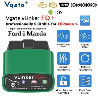 Vgate vLinker FD+ ELM327 V2.2 za Ford i Mazdu, Blu