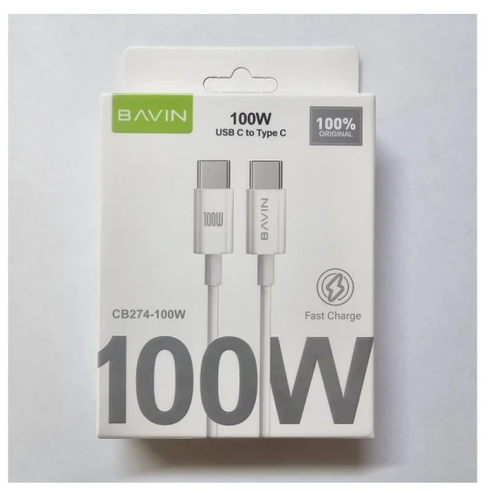 Bavin kabl 100W 1m type-C na type-C bela