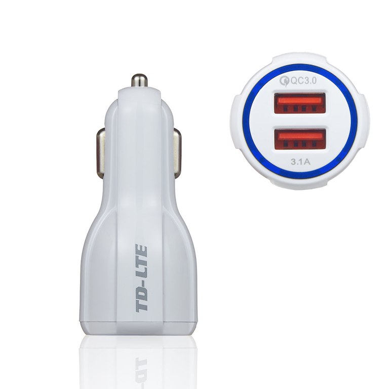 AUTO Punjač Dual USB POWERFUL TD-LTE TD-C011, 6A - 30W, beli