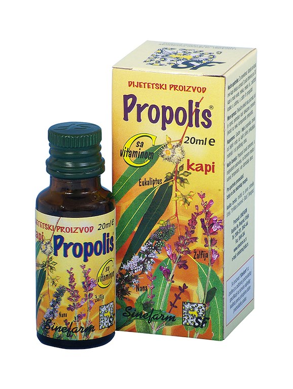Propolis kapi sa nanom žalfijom i eukaliptusom, Sinefarm, 20 ml