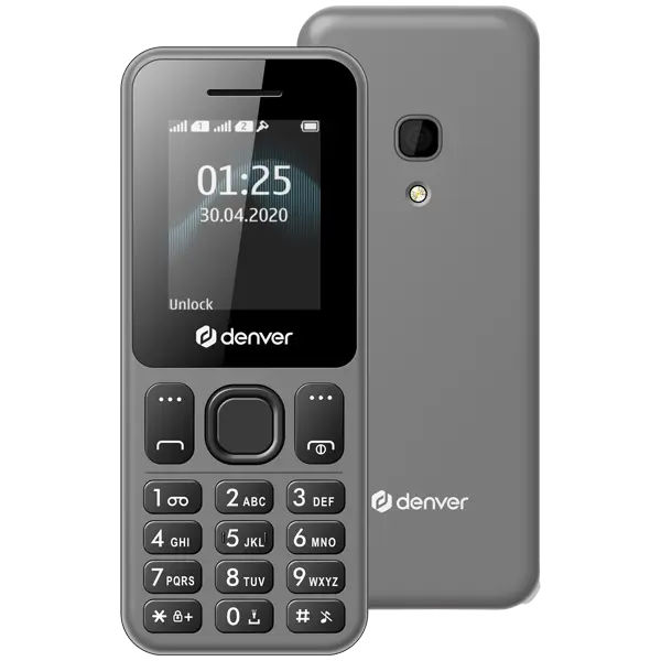 DENVER FAS-18060MSRB Mobilni Telefon, 2G, Dual SIM, 1.77", Sivi