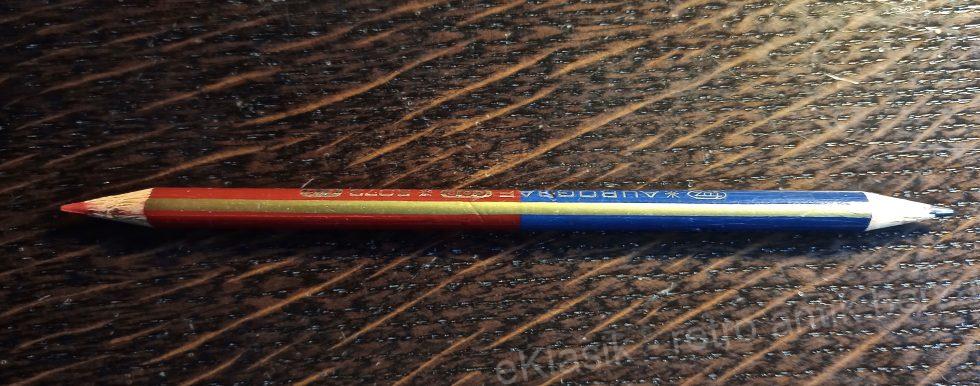 Olovka drvena plavo crvena klasična
