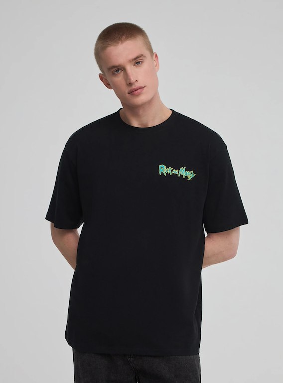 Velika majica sa štampom Rick & Morty napred/pozadi Crna