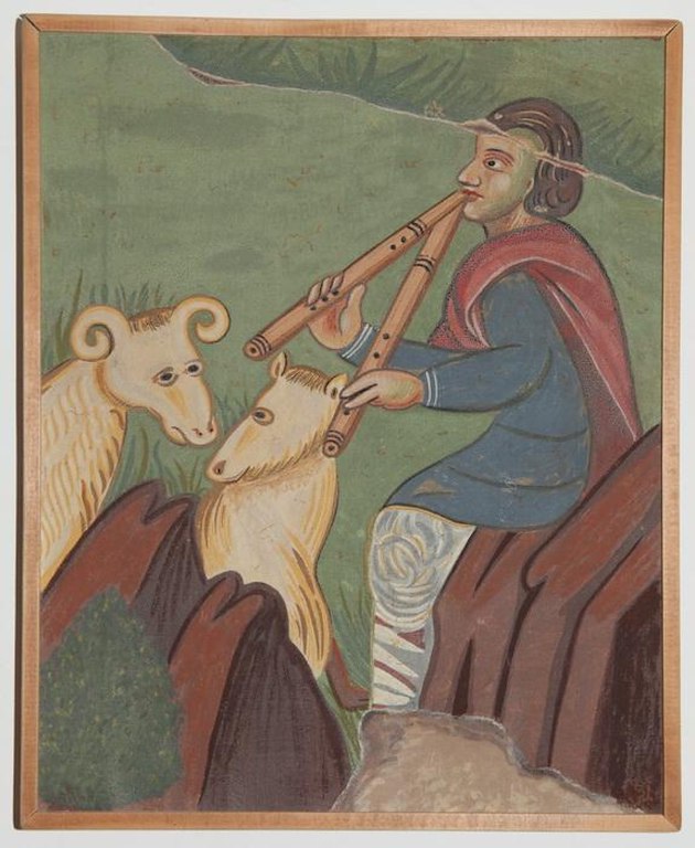 Manastir Gradac, Rodjenje Hrista, detalj- Pastir sa ovcama,kopija freske