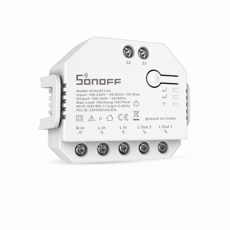 SONOFF DUALR3 Lite smart-home 2-kanalni naizmenični prekidač 3300W za rasvetu / roletne / tende / garažna vrata / rampe, WiFi, timer i scenariji, TUV / IEC 61032 / IEC 60695-2-1, eWeLink/ Alexa/ G...