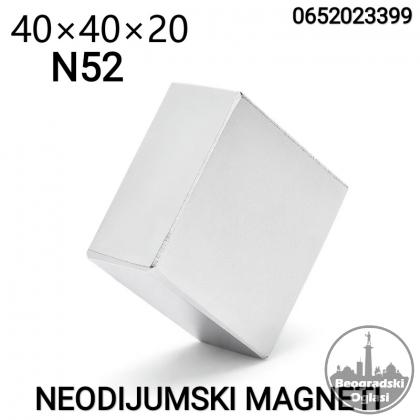 40x40x20mm N52 Neodijumski Bolk Magneti