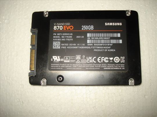 Samsung 870 EVO SSD 250GB 100% radio 0 dana