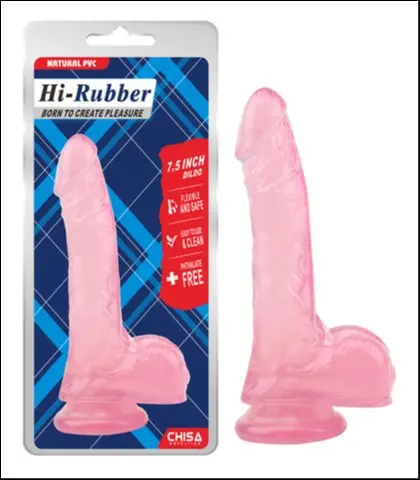 Dildo sa testisima, 19cm, Roze