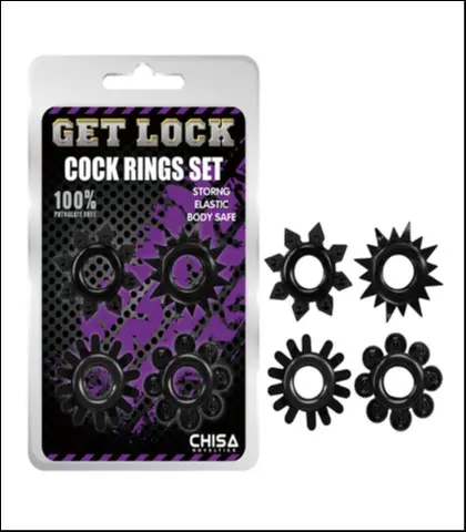 Get Lock Prstenovi za penis, 4 komada, Crni