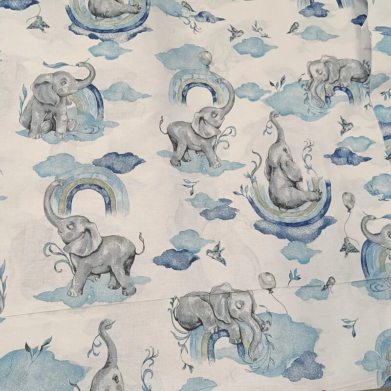 Pamuk slonić na plavo okrenut dezen uspravno