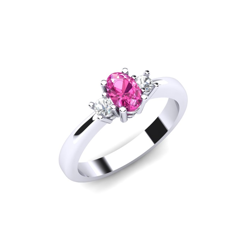 Prsten od belog zlata sa pink safirom i dijamantima Manon