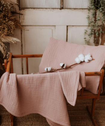 Textil posteljina od muslina za krevetac (jastučnica i navlaka) Puder Roze