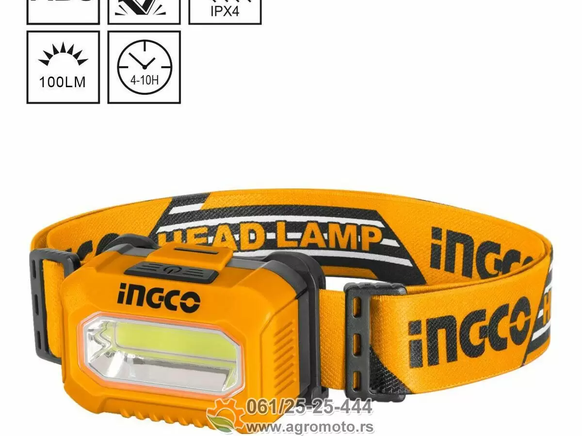 Baterijska Lampa naglavna LED 100 lum INGCO