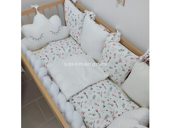 Ogradica za krevetac jastučići sa posteljinom cvetići ( TNC_JA86V7_3233934 )