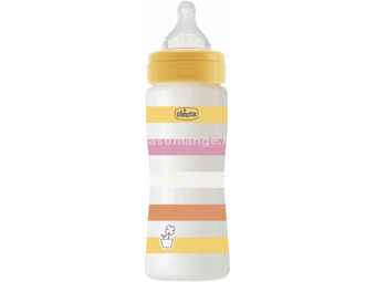 Chicco wb plastična flašica 330ml,silikon,žuta ( A073734 )