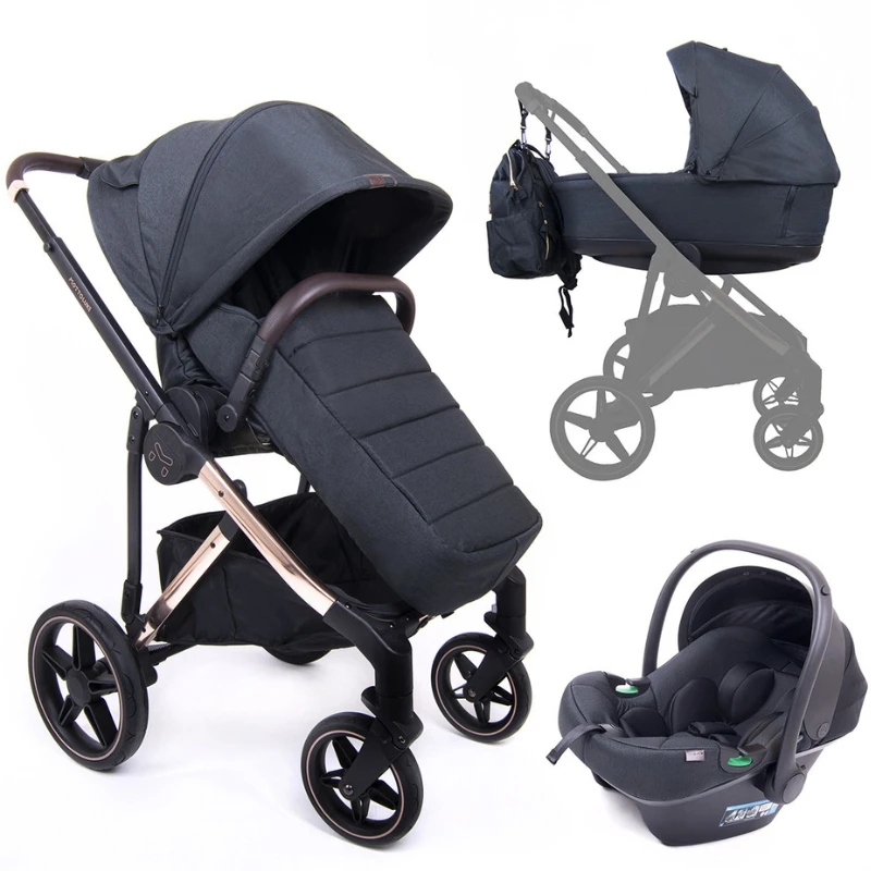 Jungle Motto Luxe kolica za bebe 3 u 1 Dark Grey