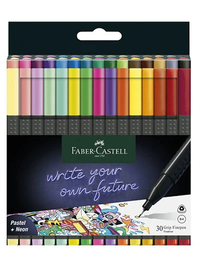 Flomaster lajner set 30 - Faber-Castell, Grip, pastel+neon