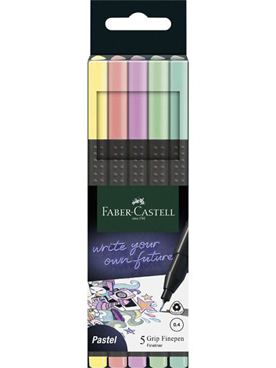 Flomaster lajner set 5 - Faber-Castell, Grip, pastel